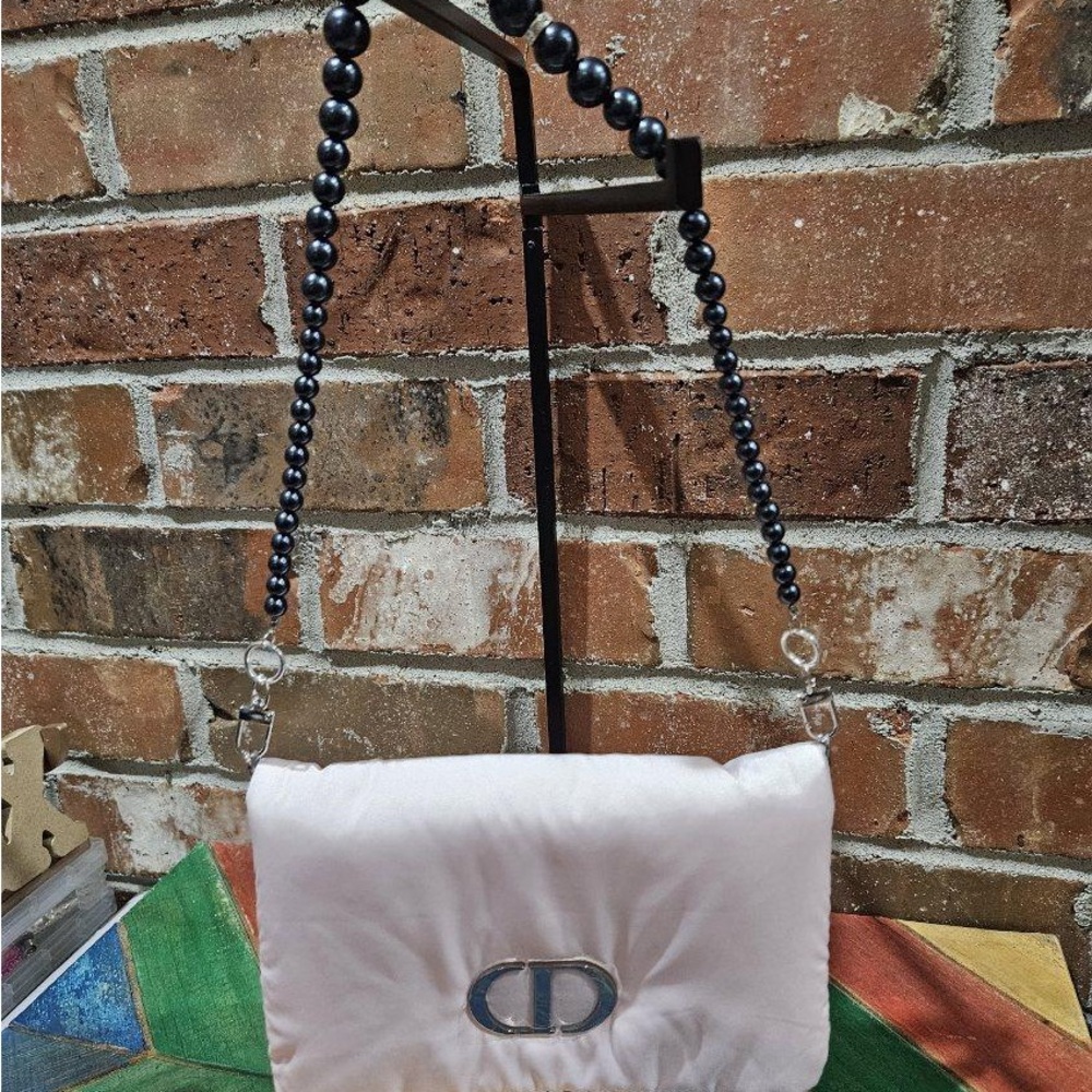 Elegant Pink Satin Bag With Dior Symbol Attached Blac… - Gem